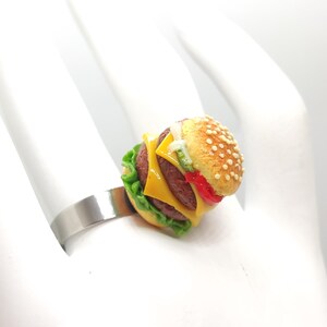 Double Patty Burger Charm, Miniature Polymer Clay Food, Hamburger ...