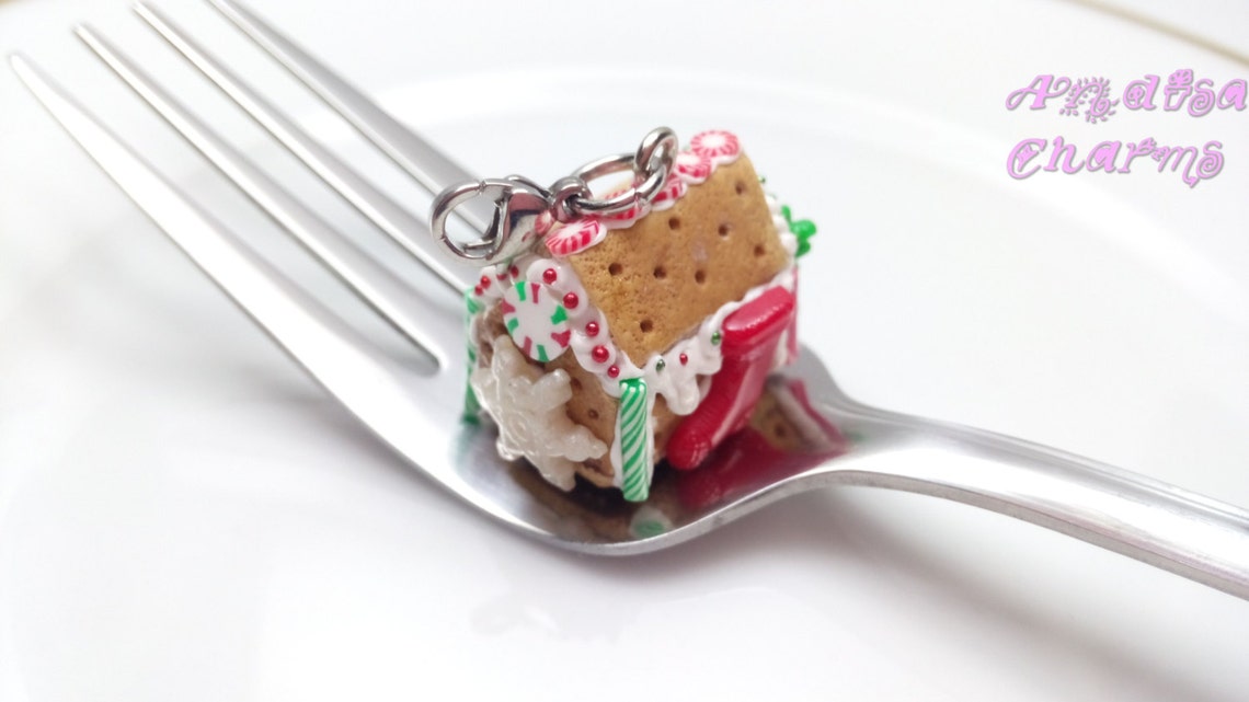 Gingerbread House Charm Gingerbread Peppermint Christmas | Etsy