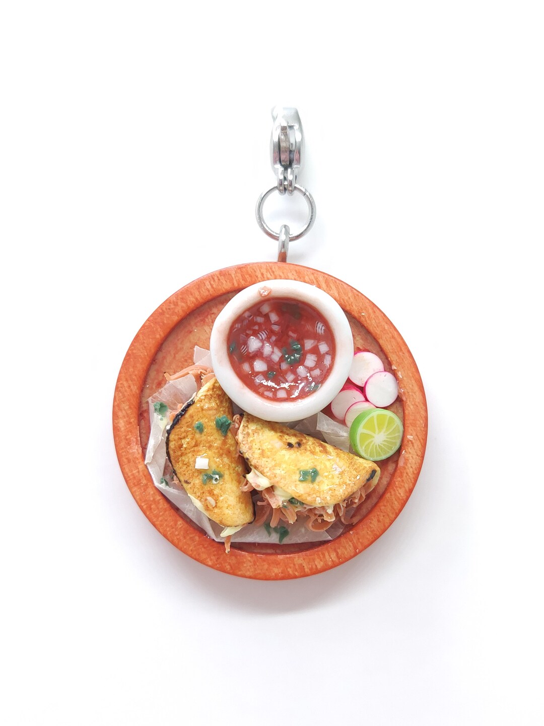 Quesabirria Taco Platter Charm, Miniature Food Jewelry, Food Charms ...