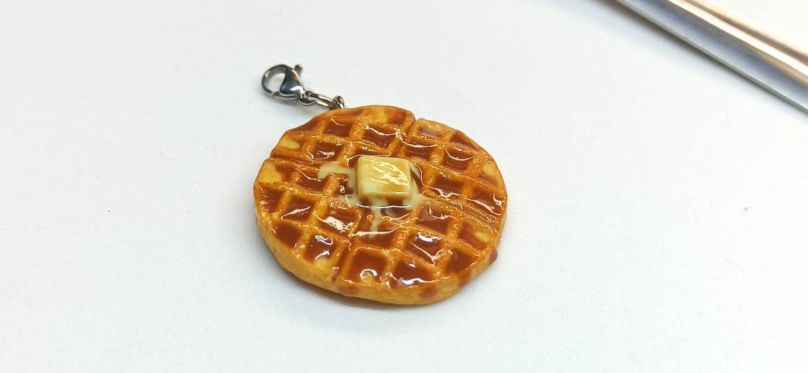 Jumbo Waffle Charm, Waffle Necklace, Food Necklace, Best Friend Jewelry ...