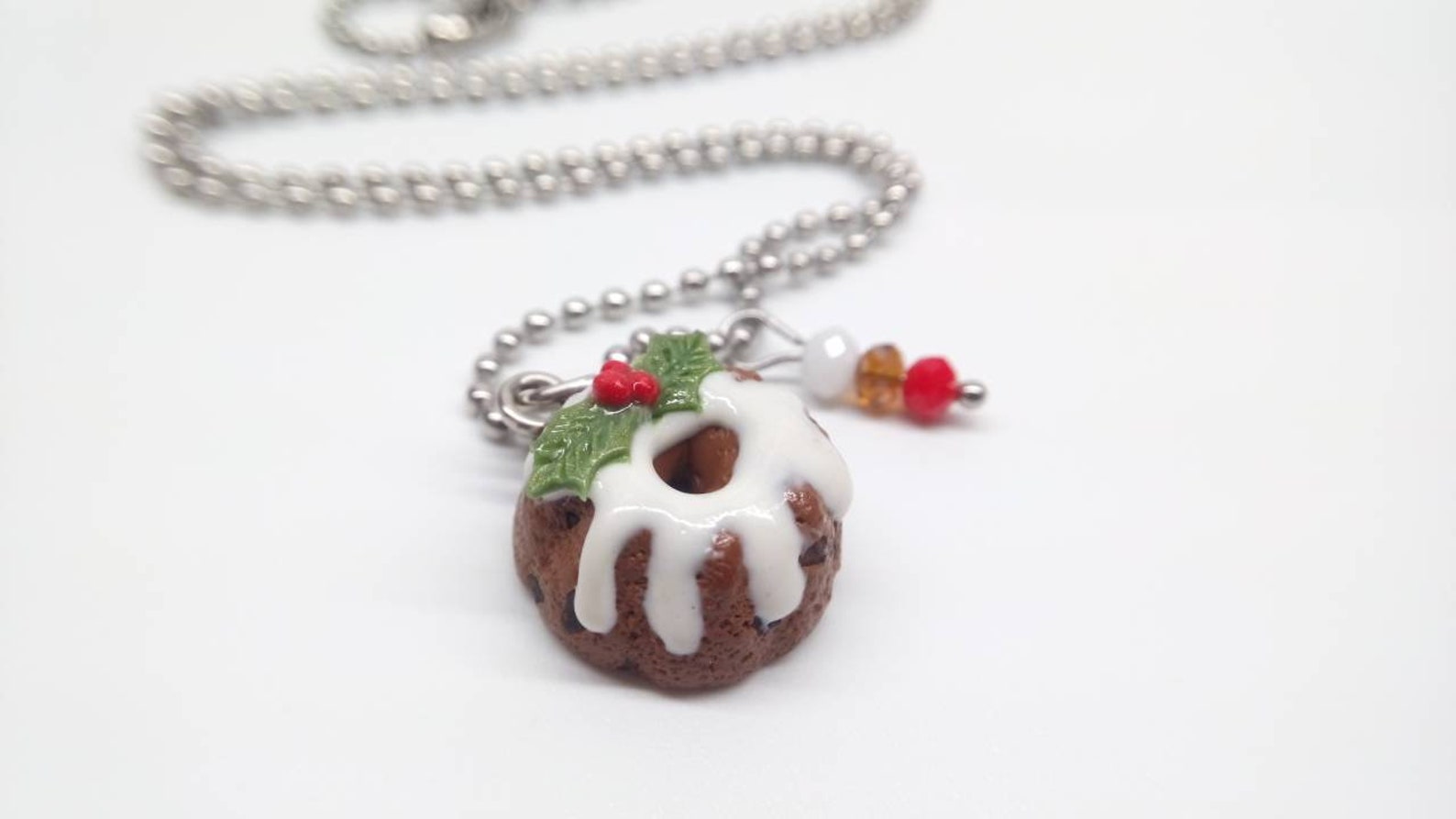 Christmas Budnt Pudding Charm, Budnt Cake Earrings, Miniature Food ...