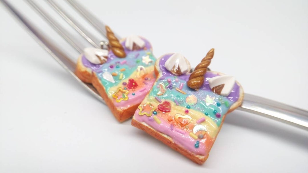Unicorn Toast Charm, Unicorn Rainbow Toast Necklace, Unicorn Jewelry ...