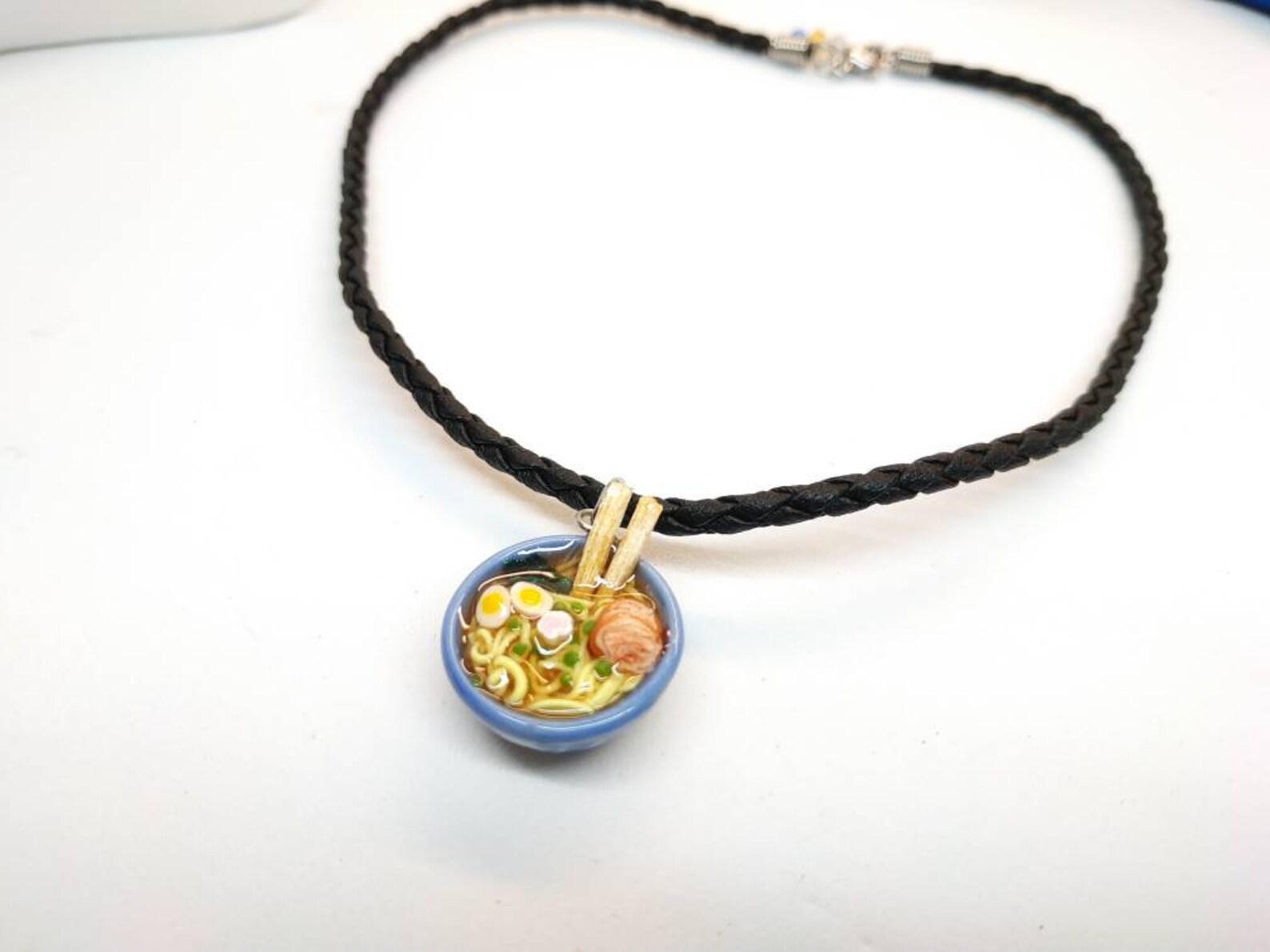 Ramen Bowl Charm, Pork Ramen Necklace, Miniature Food Jewelry, Polymer ...