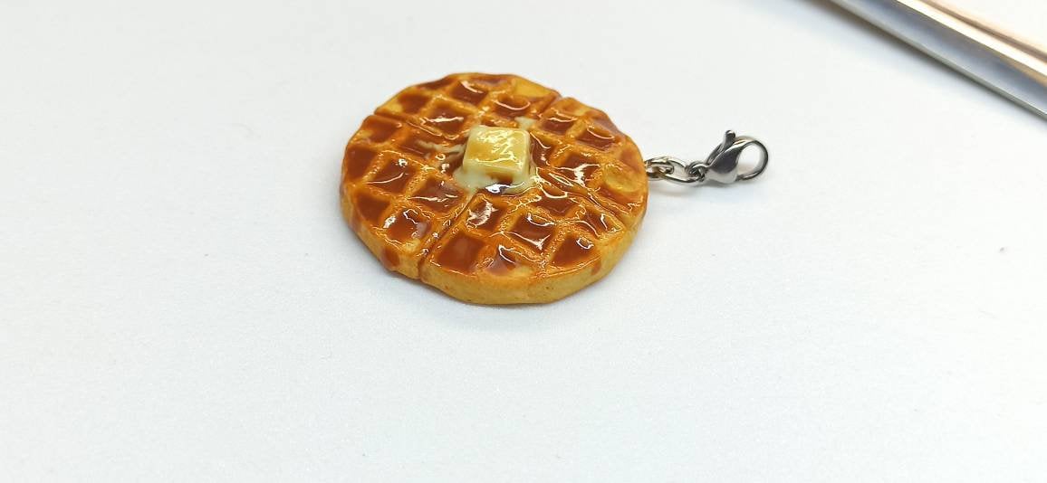 Jumbo Waffle Charm, Waffle Necklace, Food Necklace, Best Friend Jewelry ...