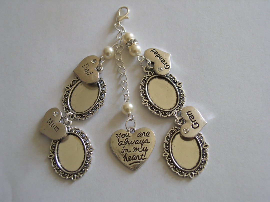 Ivory & Crystal Memorial Multi (4) Photo Frame Memorial Bouquet Charm ...