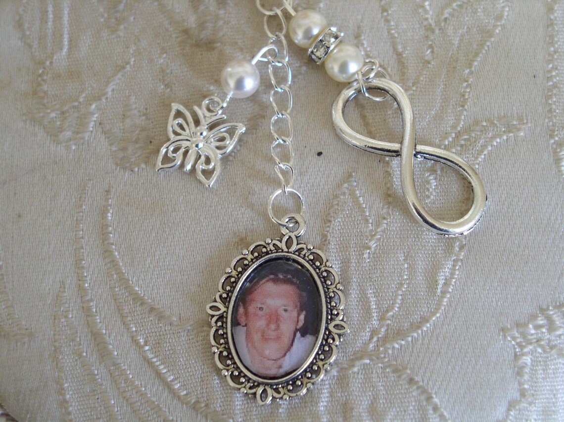 Ivory Butterfly Infinity Memorial Bouquet Photo Charm/Bridal | Etsy