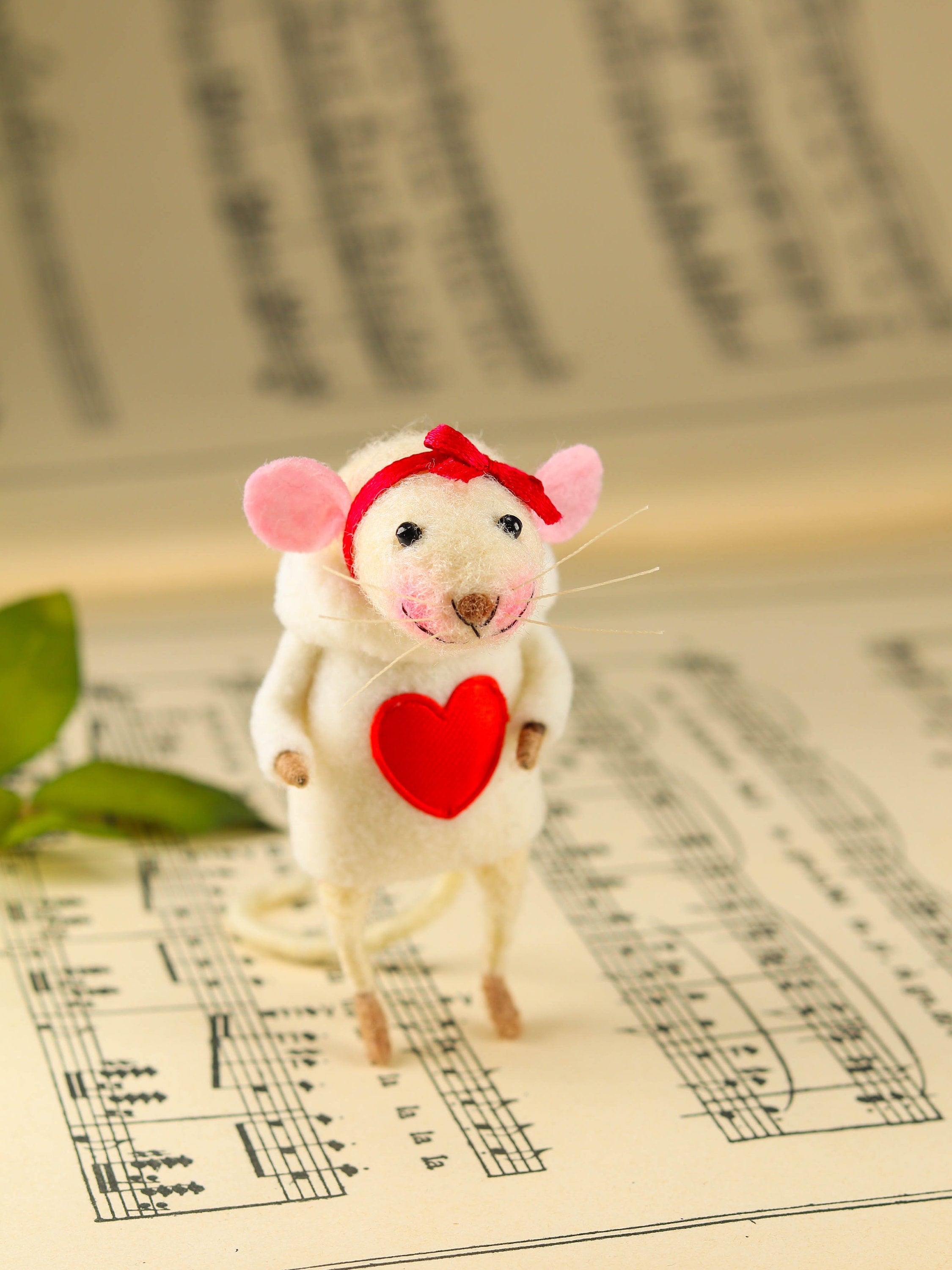 Needle Felted Animal, Woolen Mouse, Valentine's Day, Art Doll, Home ...