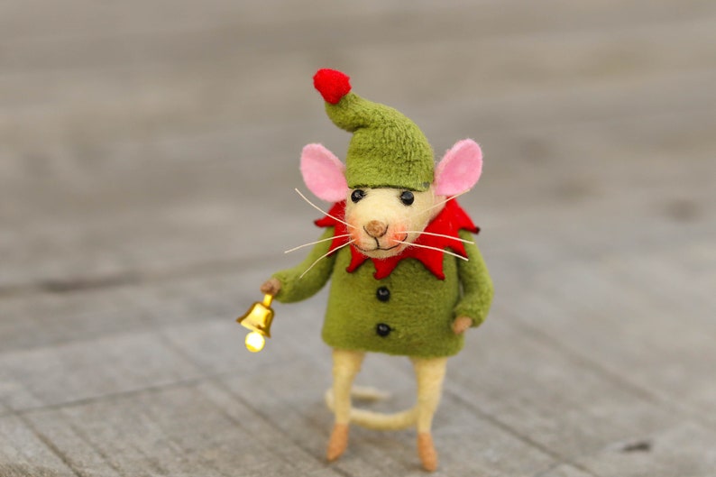 Green Elf Felt Mouse Miniature Elf Needle Felted Mouse - Etsy UK