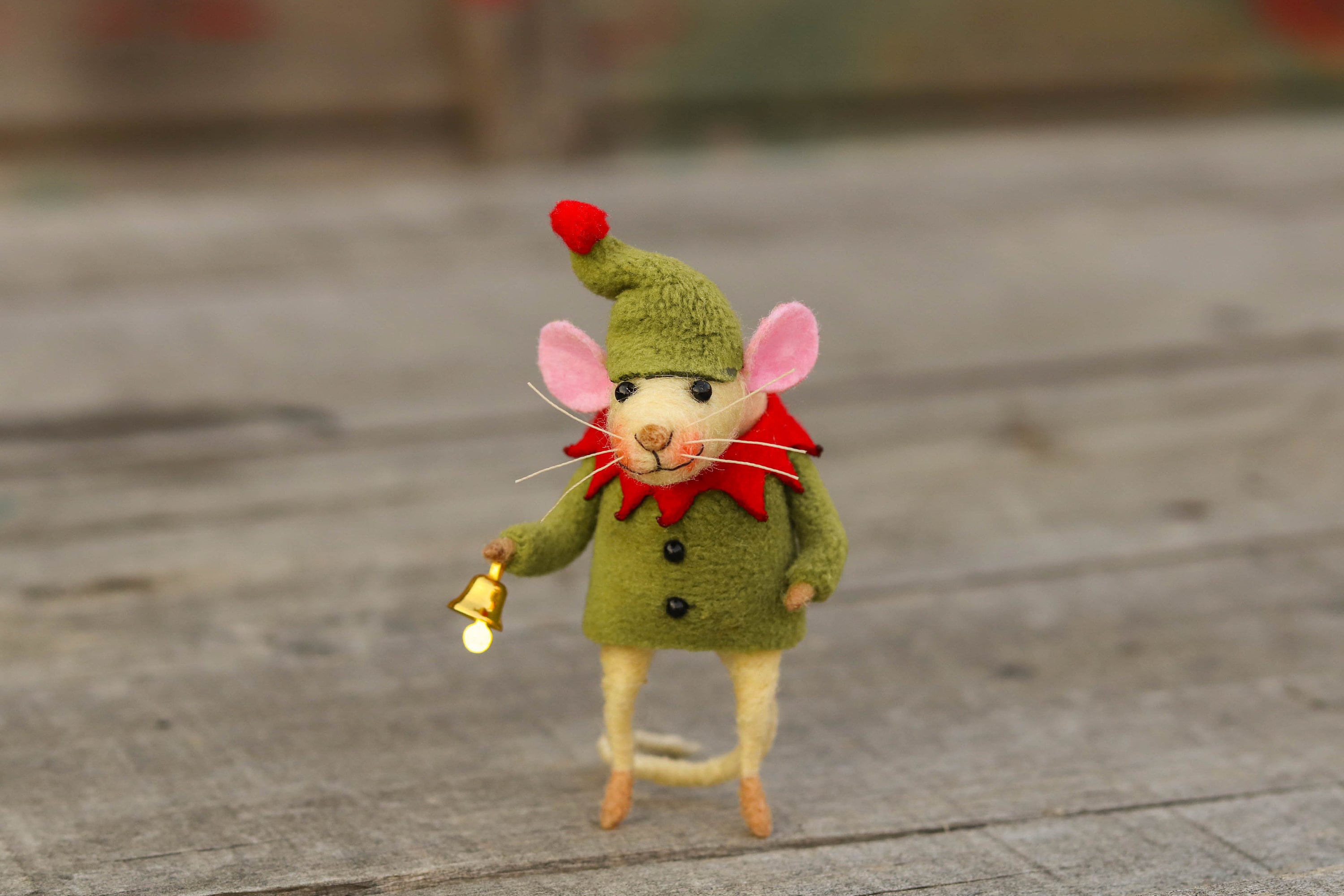 Green Elf Felt Mouse Miniature Elf Needle Felted Mouse - Etsy UK
