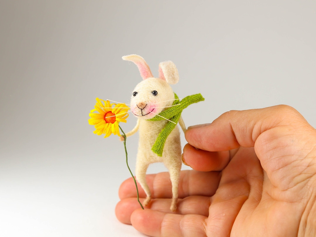 Needle Felted Rabbit, Felt Hare, Felted Bunny, Miniature Animal, Rabbit ...