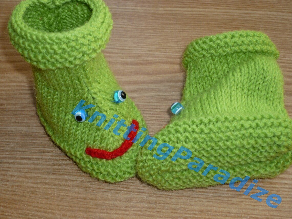 A Frog Baby Booties, Funny Baby Booties, Knitted Baby Booties, Handmade ...