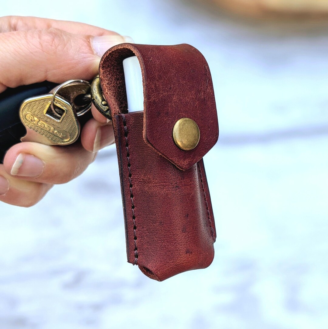 Handmade Leather Lip Balm Holder Keychain: Chapstick Case - Etsy