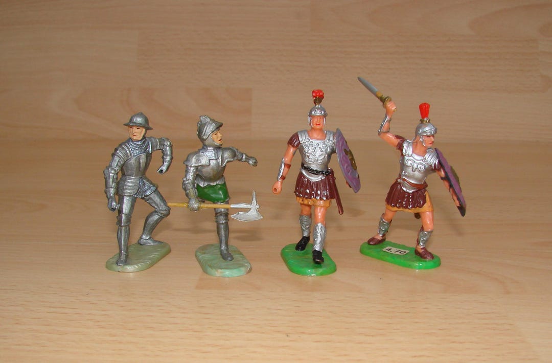 4 Hausser Elastolin Toys Romans and Knights 7 Cm. Around 1975 - Etsy