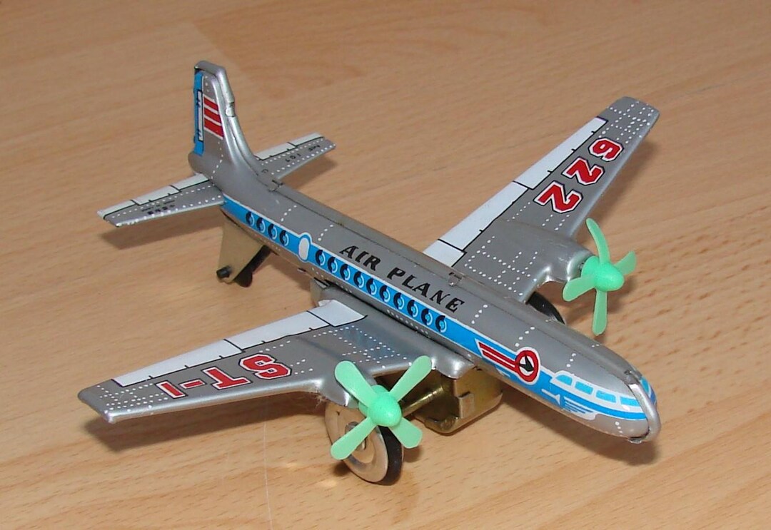 Vintage Air Plane MF 107 Tin Airplane With Flywheel Drive Around 1995 ...