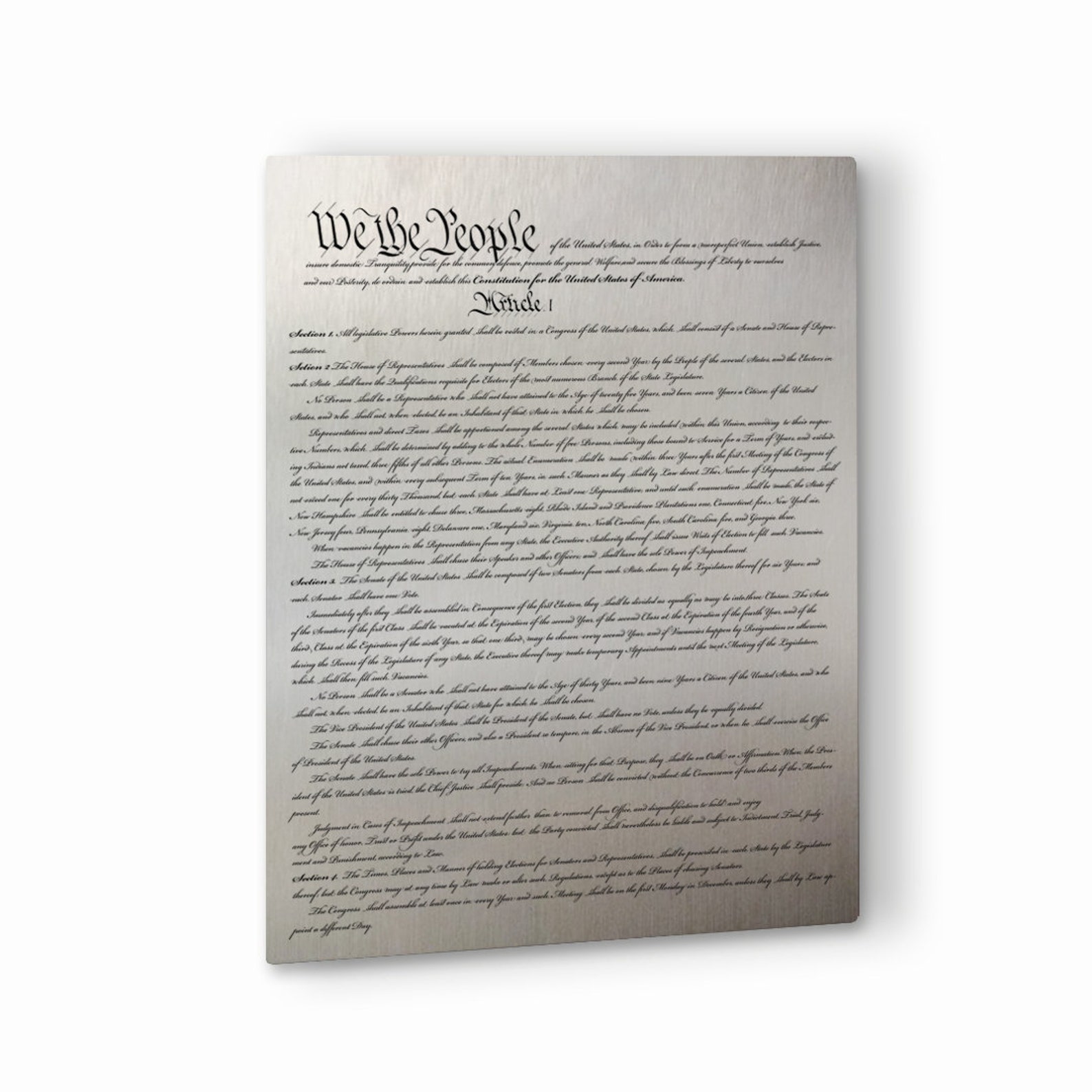 US Constitution Wall Art Metal Panel. the Constitution of the United ...