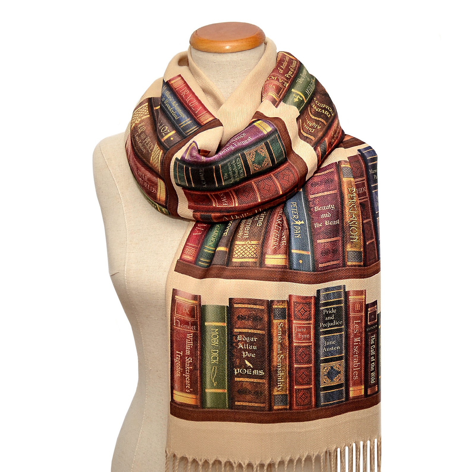 Bookshelf Scarf. Literary Shawl With the Famous Books' Titles, Bookish ...