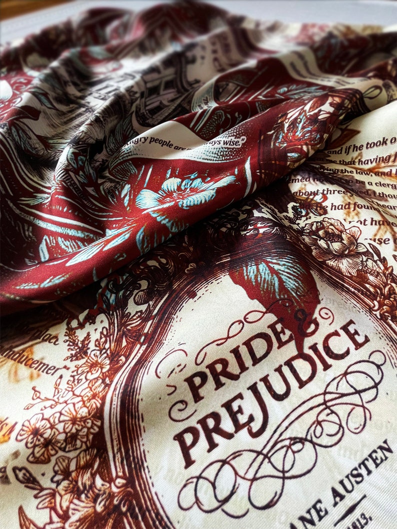 Pride and Prejudice by Jane Austen Square Satin Scarf. Neck Scarf ...