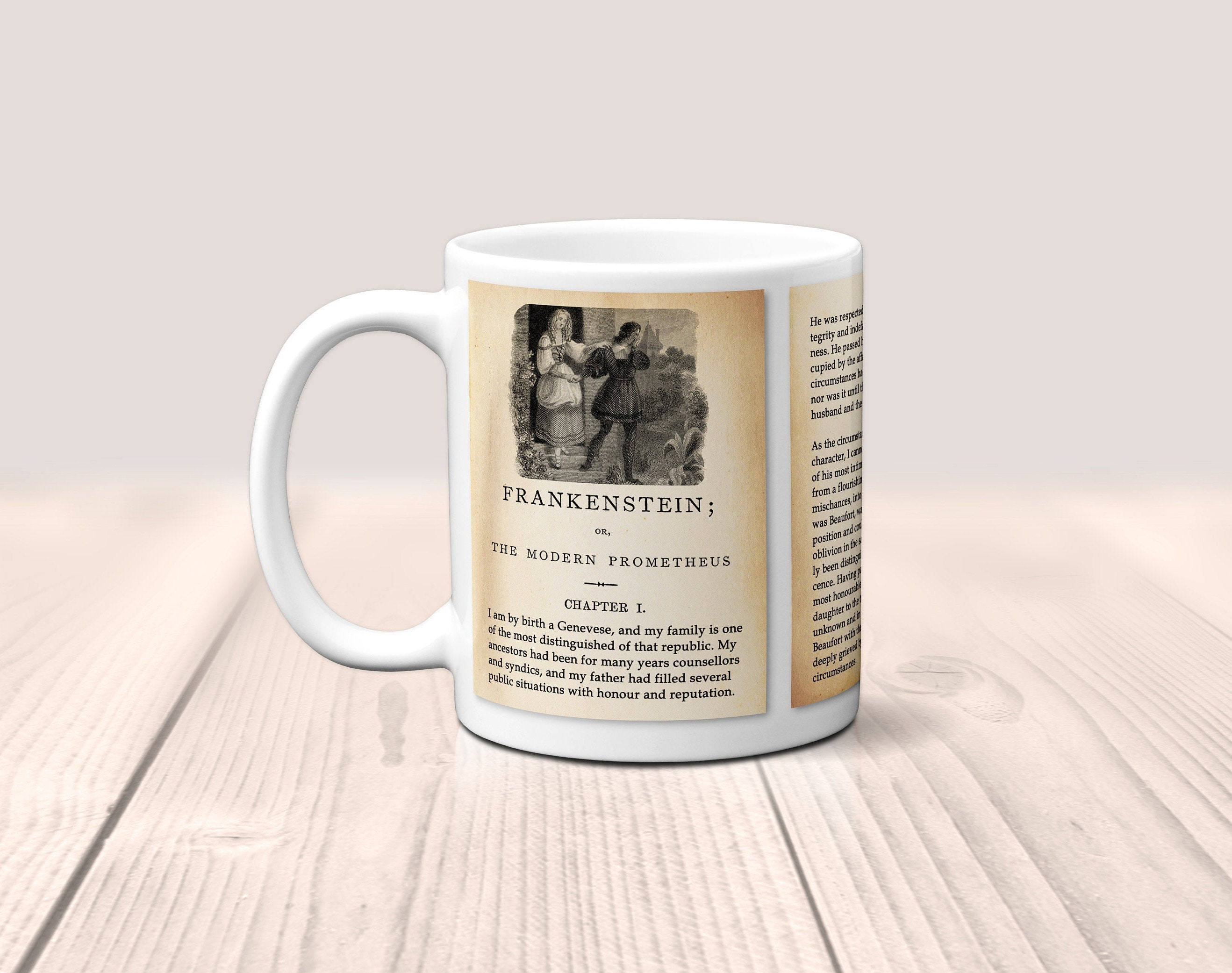 Frankenstein by Mary Shelley Mug. Coffee Mug With Frankenstein Book ...