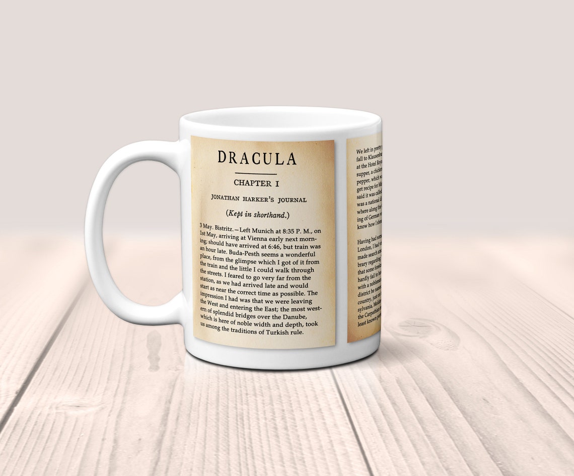 Dracula by Bram Stoker Mug. Coffee Mug With Dracula Book Pages, Bookish ...