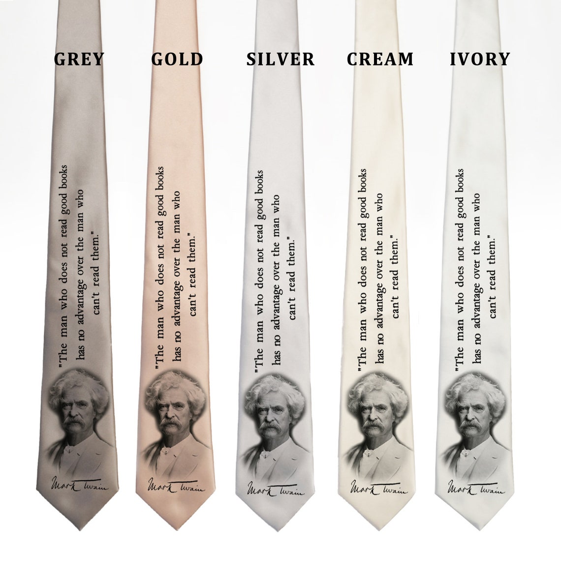 Necktie With Mark Twain's Quote, Book Necktie, Tie With Quote - Etsy