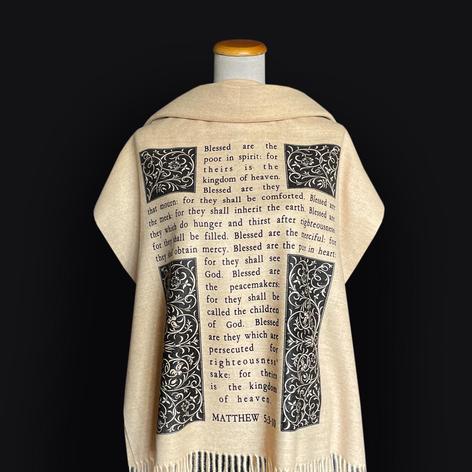 Christian Bible Verse Scarf – Psalm 23 and the Beatitudes Matthew 5:3 ...