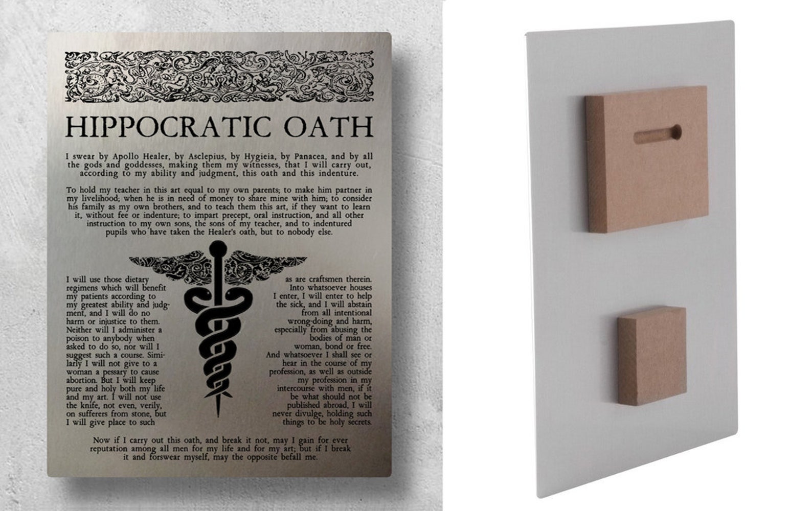 Hippocratic Oath Wall Art Metal Panel (english Version), Gift for ...