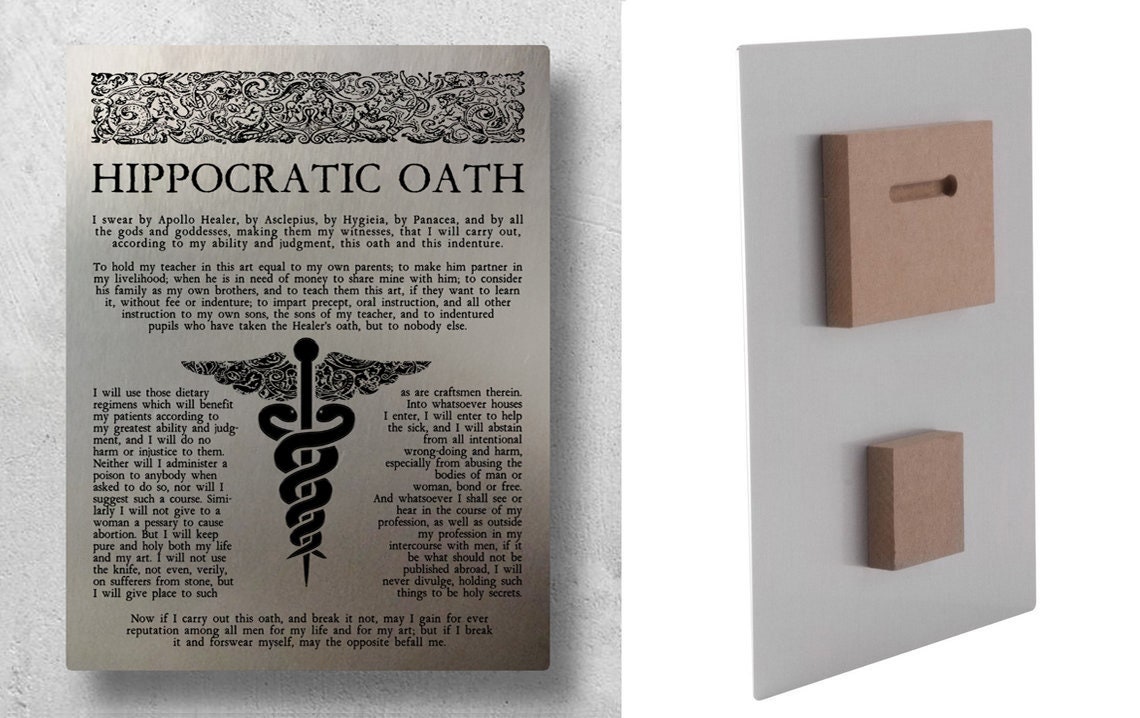 Hippocratic Oath Wall Art Metal Panel (english Version), Gift for ...