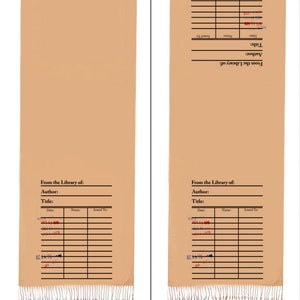 Library Card Scarf With Day Due Stamps. Book Scarf. Library Scarf ...
