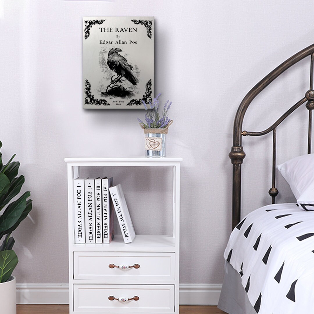The Raven by Edgar Allan Poe Wall Art Metal Panel. Literary Wall Art ...