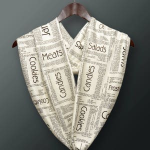 Recipe Infinity Scarf, Cooking Scarf, Cookbook Scarf, Cooking Book ...