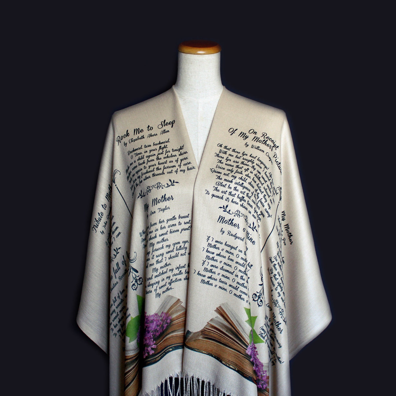 Scarf With Poems About Mother. Mother's Day Scarf. | Etsy