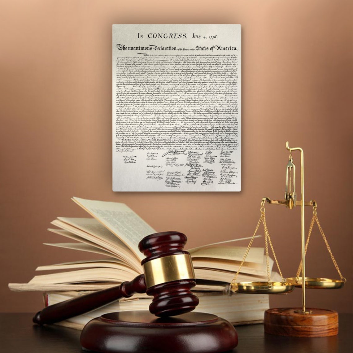 US Declaration of Independence Wall Art Metal Panel. the United States ...