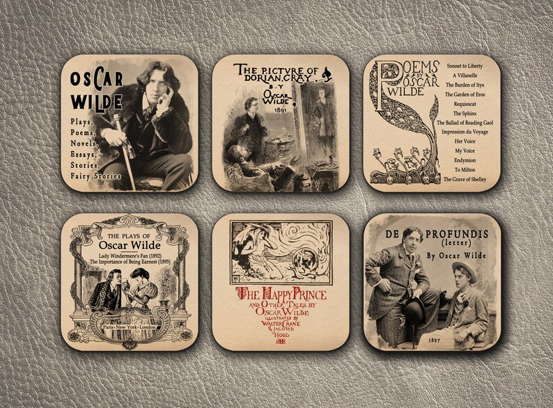 6 Coasters With Works of Oscar Wilde. De Profundis, Poems, the Happy ...