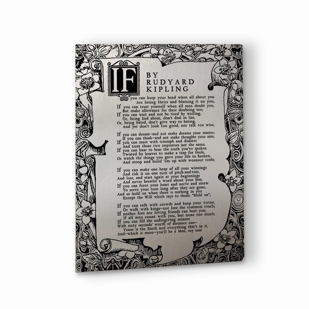 IF by Rudyard Kipling Poem Wall Art Metal Panel. Rudyard Kipling Poetry ...