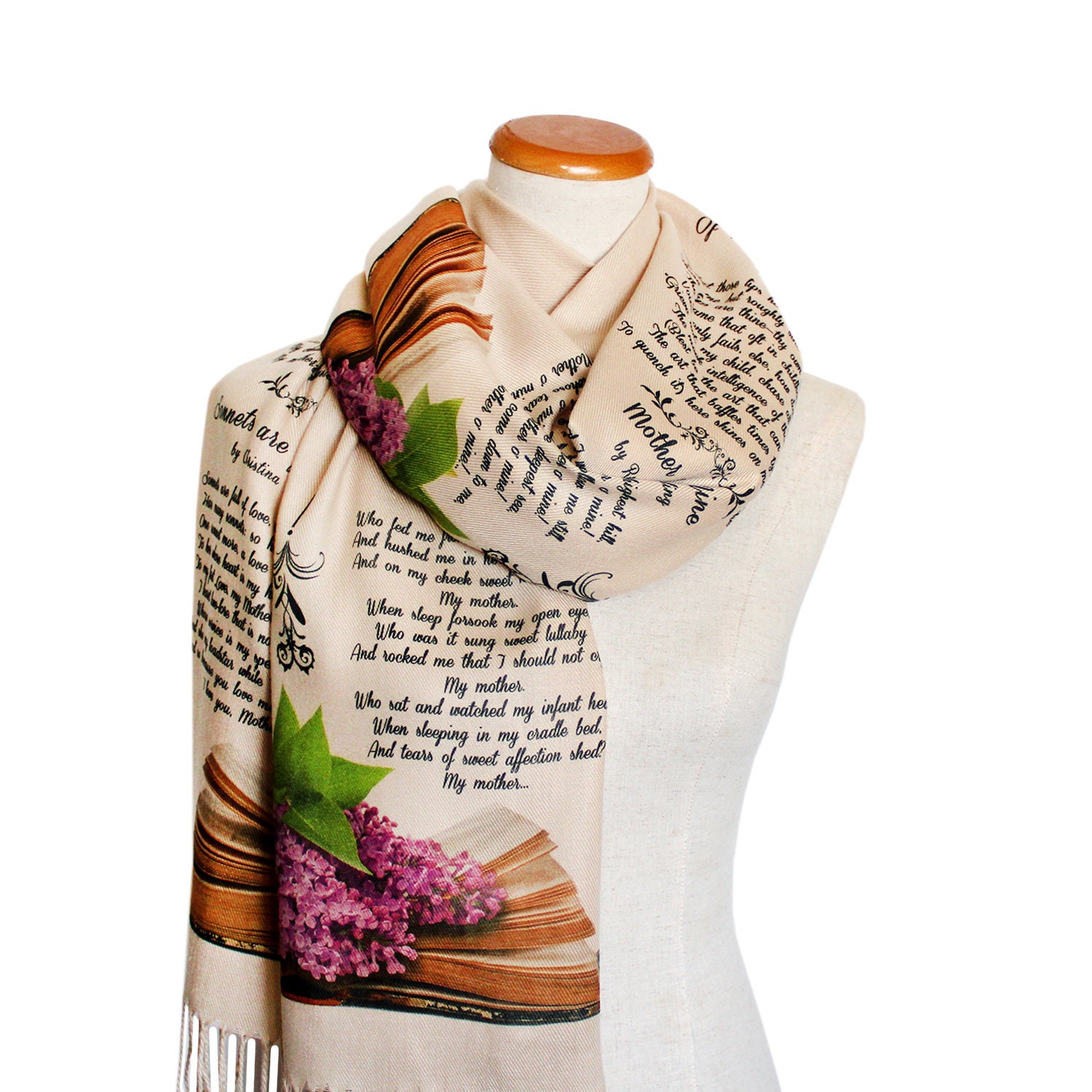 Scarf With Poems About Mother. Mother's Day Scarf. | Etsy