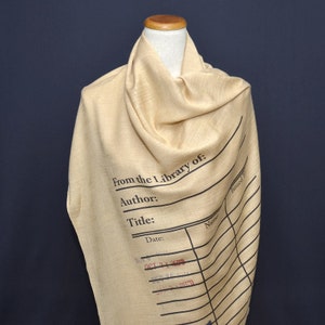 Book Scarf. Library Scarf. Library Card Scarf With Day Due Stamps ...