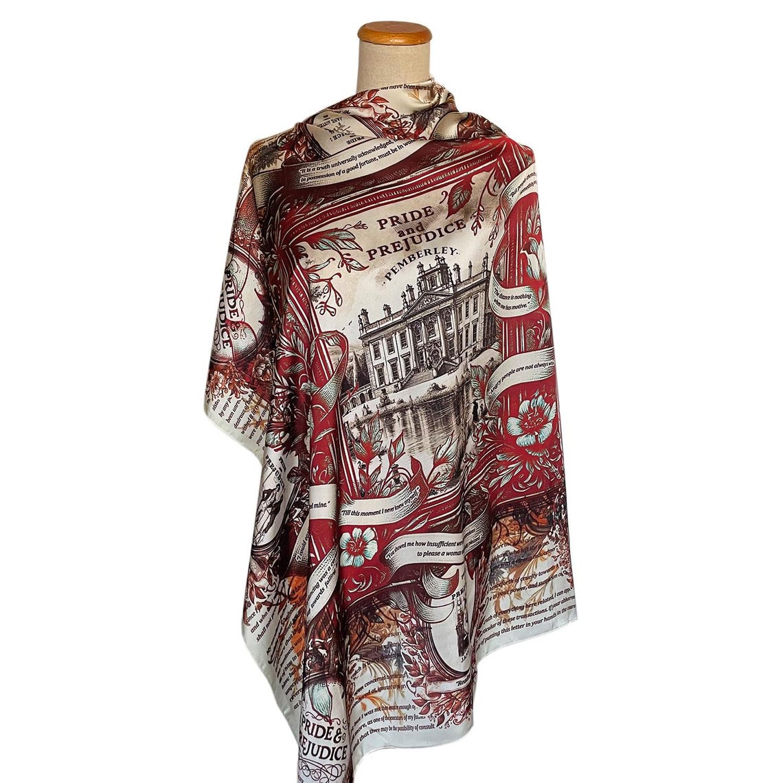 Pride and Prejudice by Jane Austen Square Satin Scarf. Neck Scarf ...