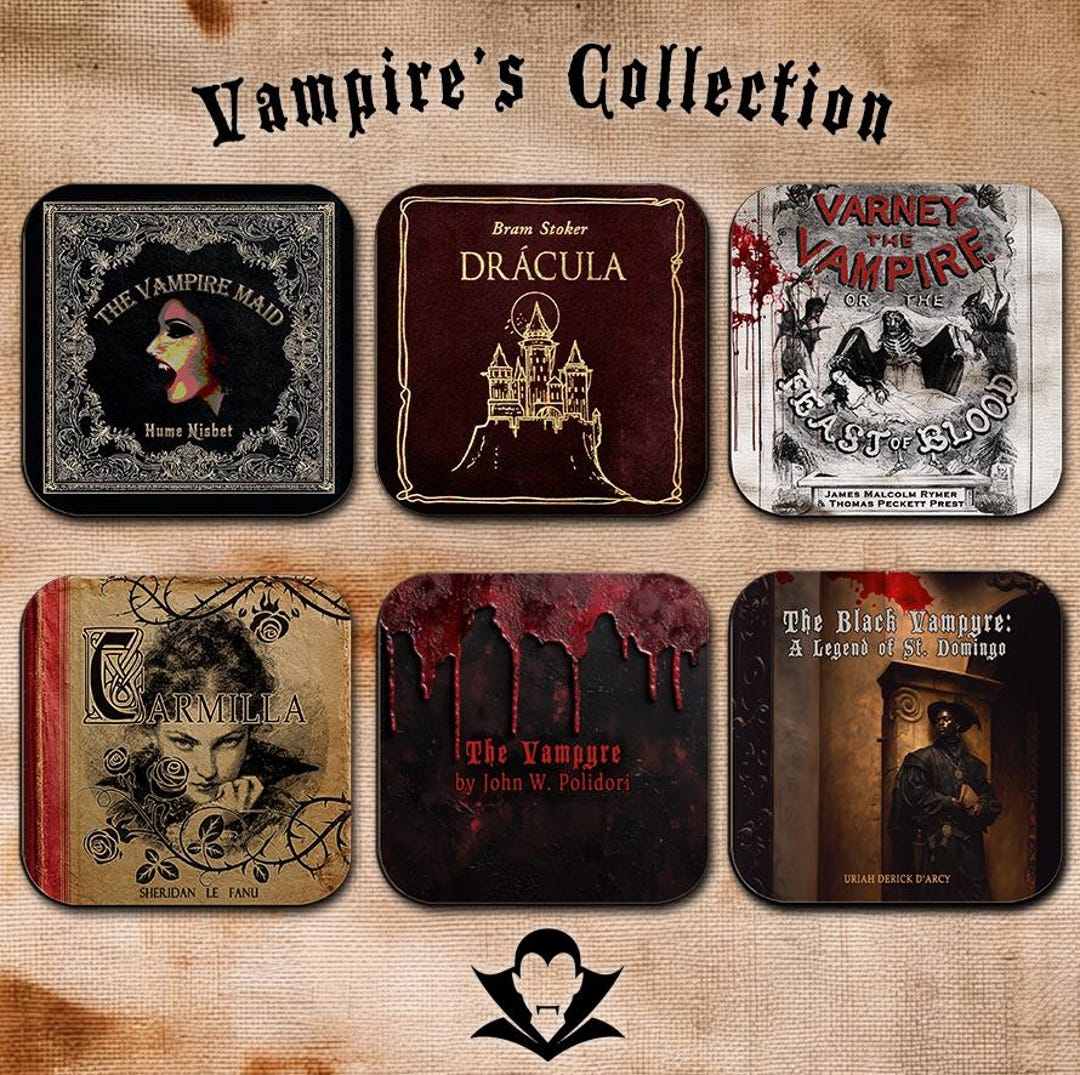 Vampire Literature Coaster Set. Dracula, Carmilla, Varney the Vampire ...