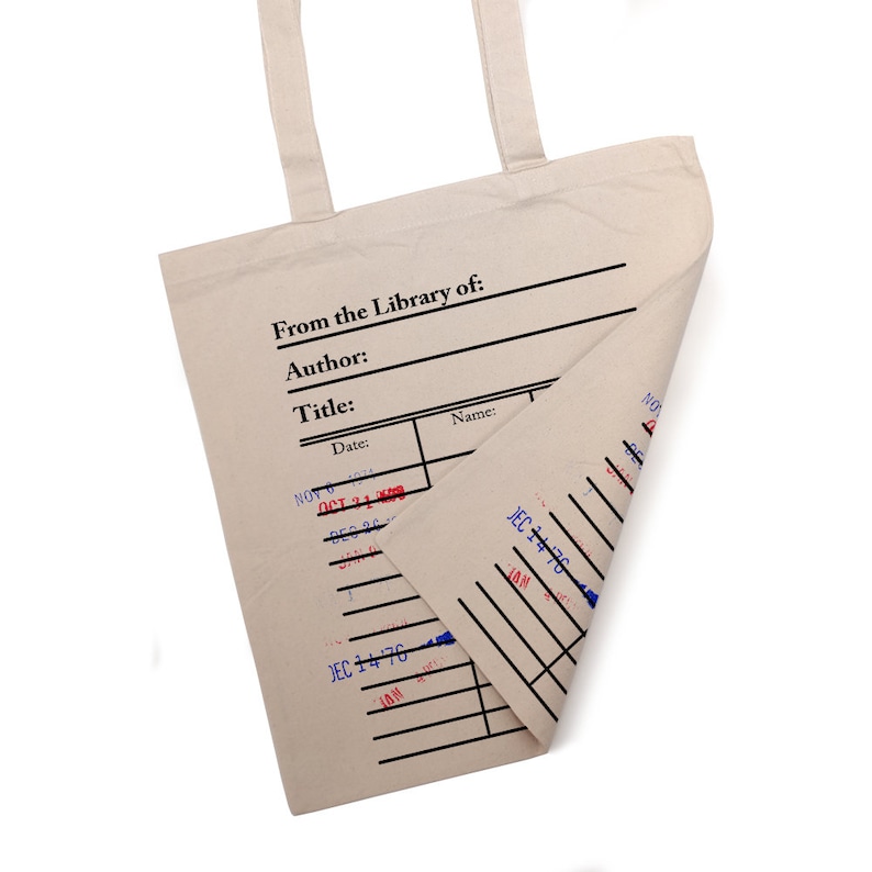 Library Card Tote Bag. Library Card With Day Due Stamps - Etsy
