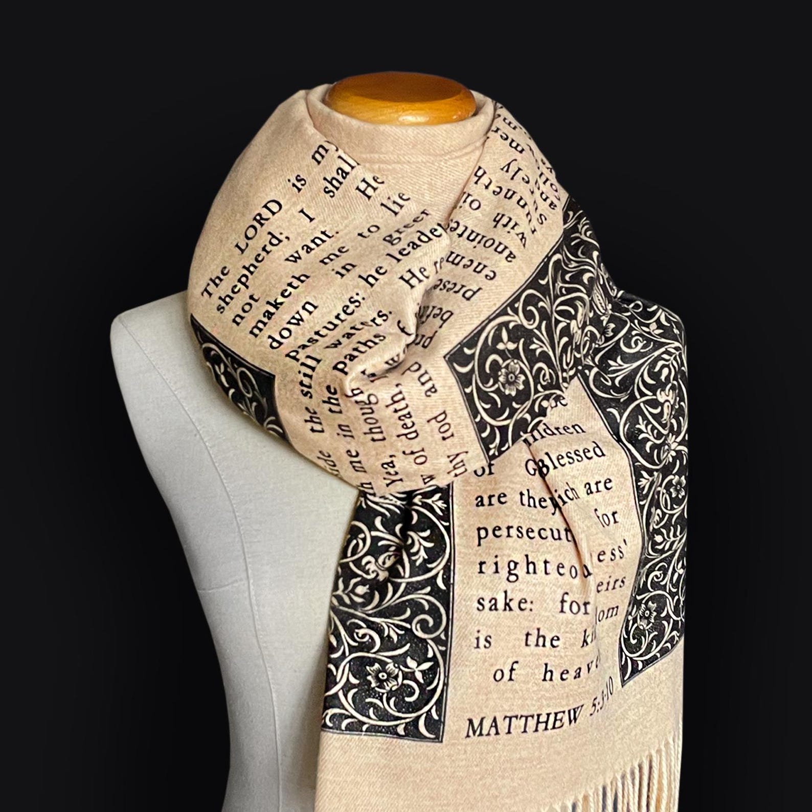 Christian Bible Verse Scarf – Psalm 23 and the Beatitudes Matthew 5:3 ...