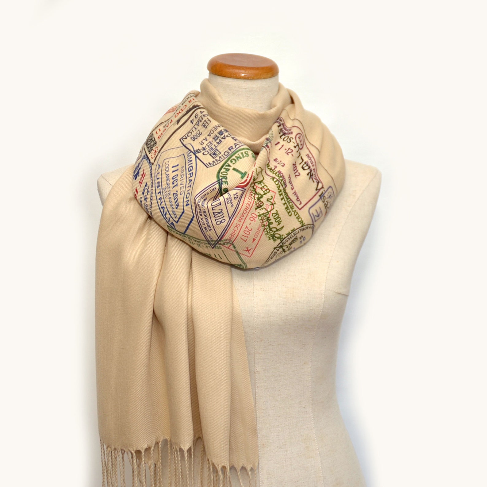 Traveler Scarf Scarf With Passport Stamps Flight Attendant - Etsy