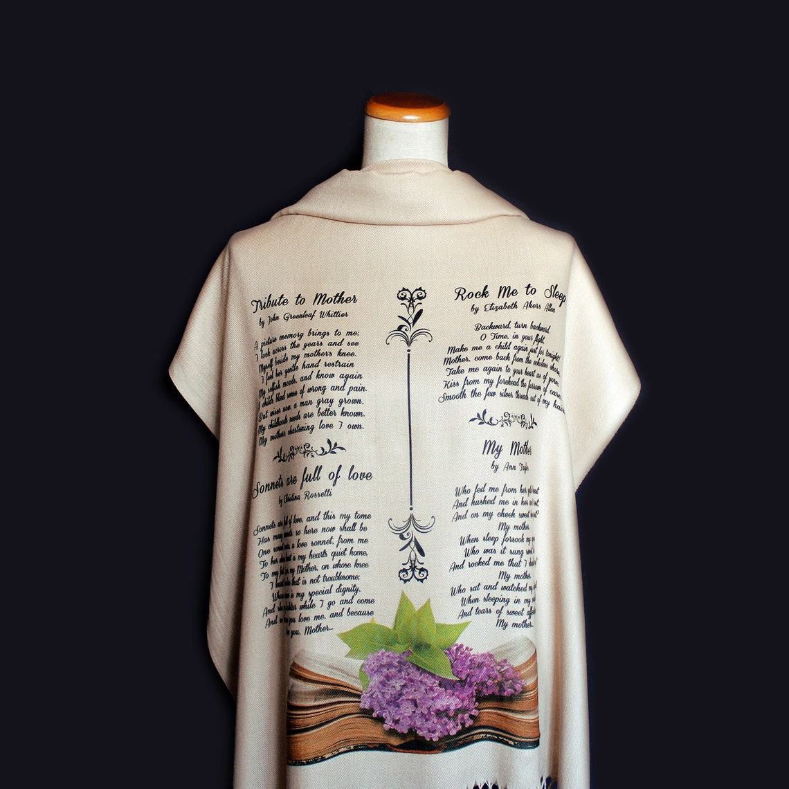 Scarf With Poems About Mother. Mother's Day Gift. Scarf/shawl/wrap With ...
