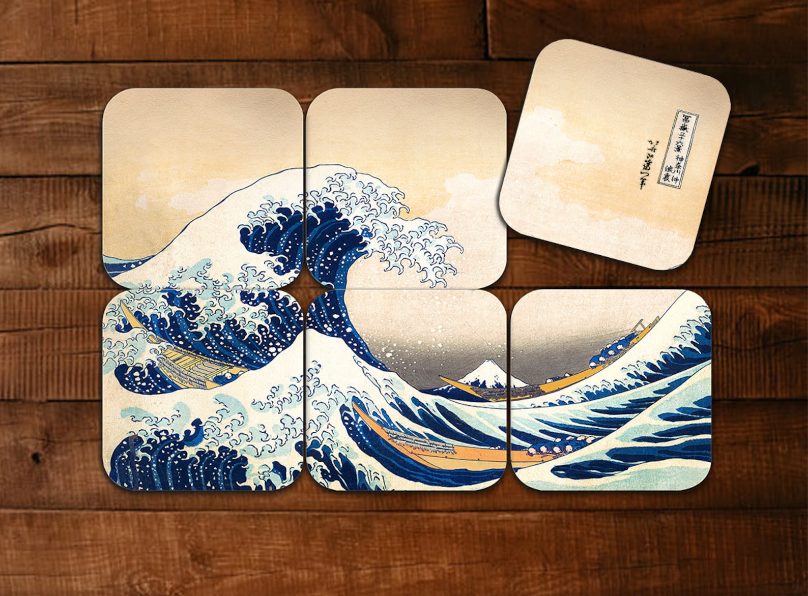 The Great Wave off Kanagawa by Hokusai Coasters. 6 Coasters | Etsy
