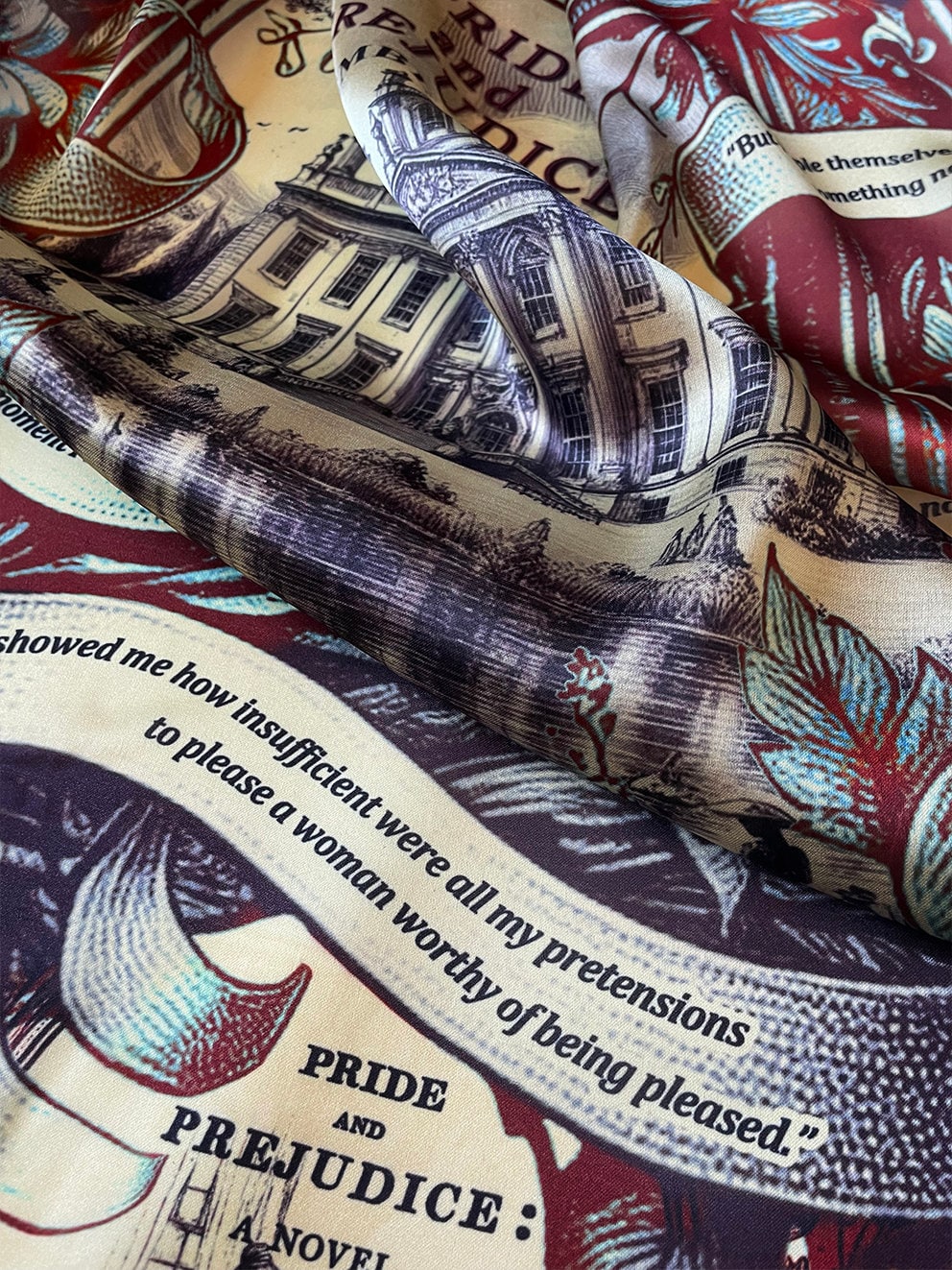 Pride and Prejudice by Jane Austen Square Satin Scarf. Neck Scarf ...