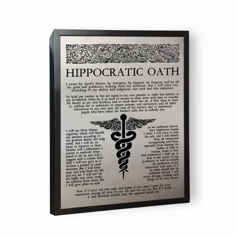 Hippocratic Oath Wall Art Metal Panel. Literary Wall Art With - Etsy