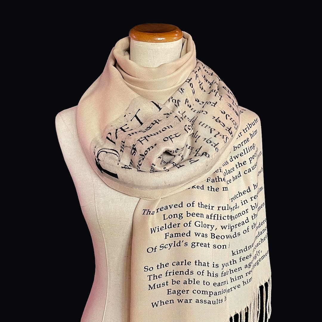 Beowulf Shawl Scarf. Old English Poem Bēowulf Scarf. Bookish Gift ...