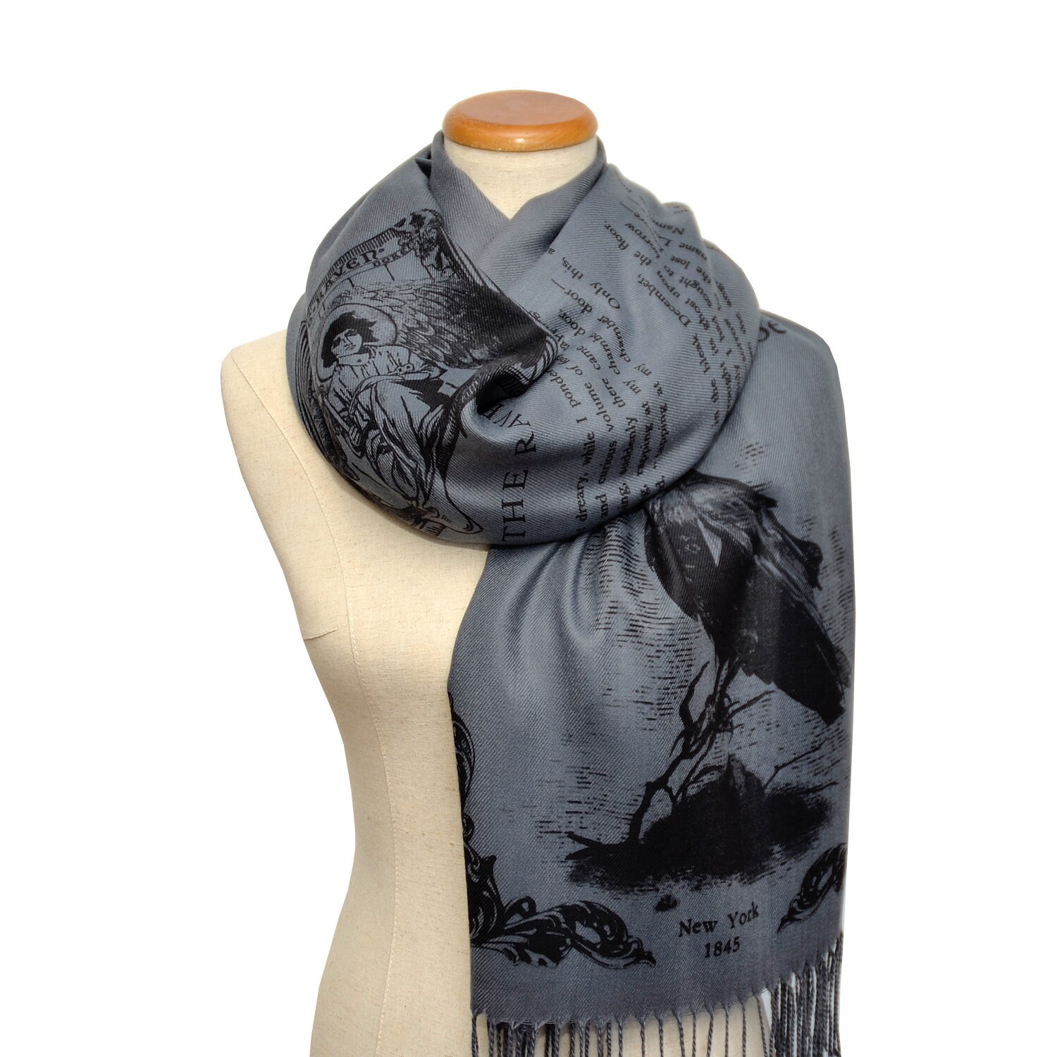 The Raven by Edgar Allan Poe Shawl Scarf Wrap (bluish Gray) - Etsy