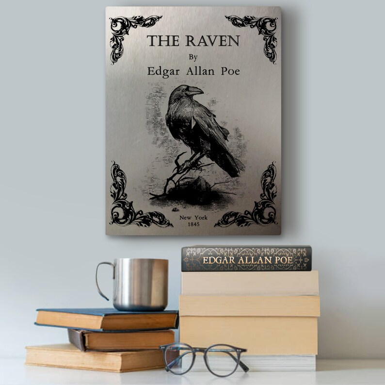 The Raven by Edgar Allan Poe Wall Art Metal Panel. Literary Wall Art ...