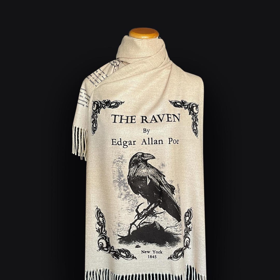The Raven by Edgar Allan Poe Scarf– Literary Gift, Gothic Shawl ...