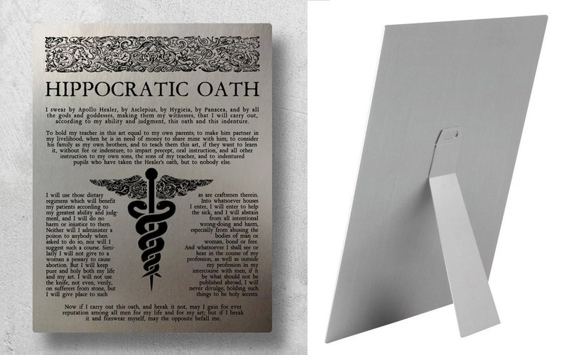 Hippocratic Oath Wall Art Metal Panel (english Version), Gift for ...